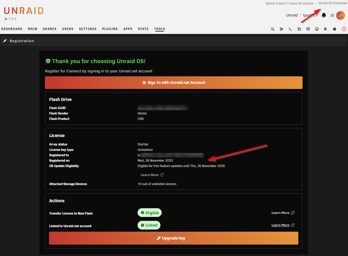 License key installed (maybe), and not updating in web UI and CC issue ...