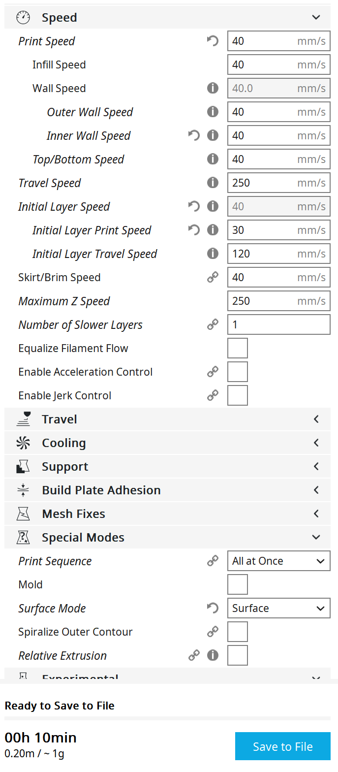 Speed control for Surface Mode - UltiMaker Cura - UltiMaker Community ...