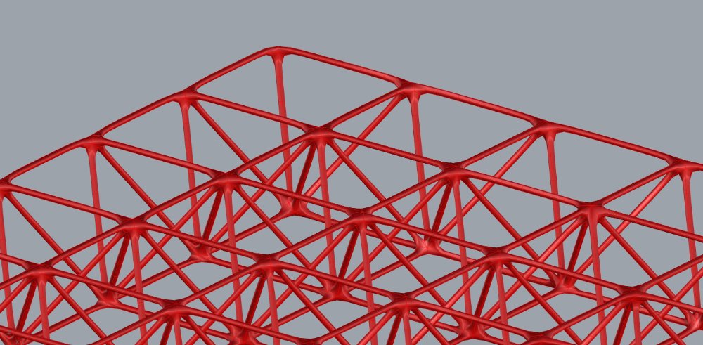 trying to print a 3d grid - space truss - lots of bridging etc ...