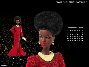 February 2020 Calendar - 4oth Anniversary First Black Barbie Doll ...