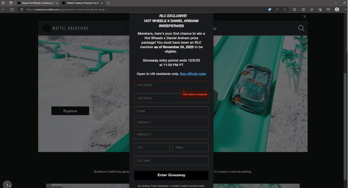 RLC Exclusive Sweepstakes - Website Questions/Suggestions/Discussion ...
