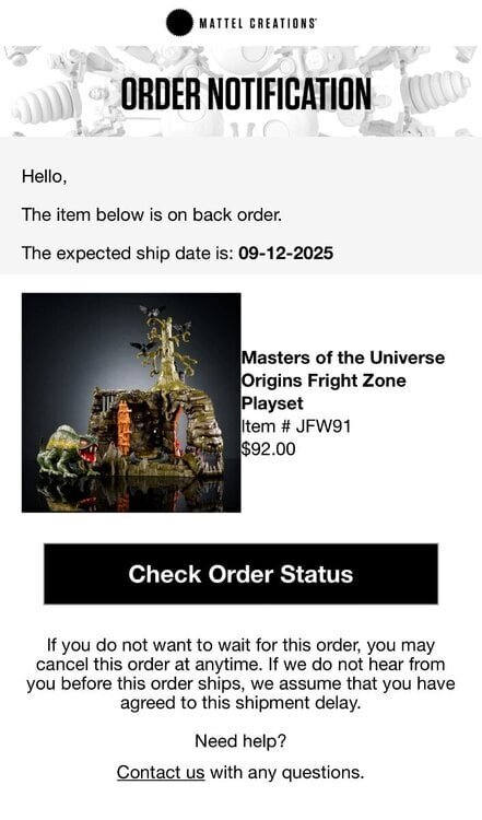 Fright Zone shipping? - Customer Support - Mattel Creations