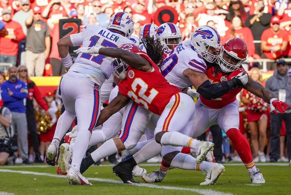 Josh Allen is sacked by Chiefs LB Nick Bolton - 2022 Buffalo Bills ...