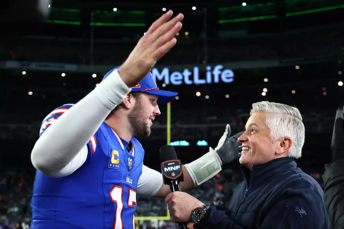 Josh enjoying a post-game interview by MNF reporter - 2024 Buffalo ...