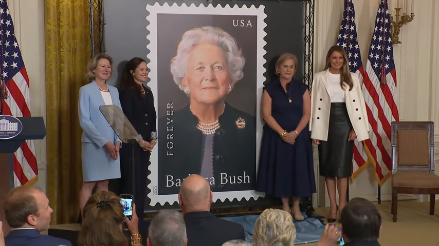 Melania Trump unveils USPS Barbara Bush stamp for late First Lady's ...