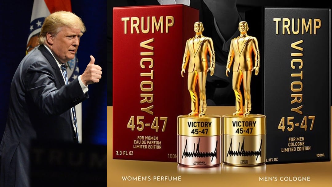 Trump bottles up smell of 'Victory' with '45–47' luxury fragrances ...