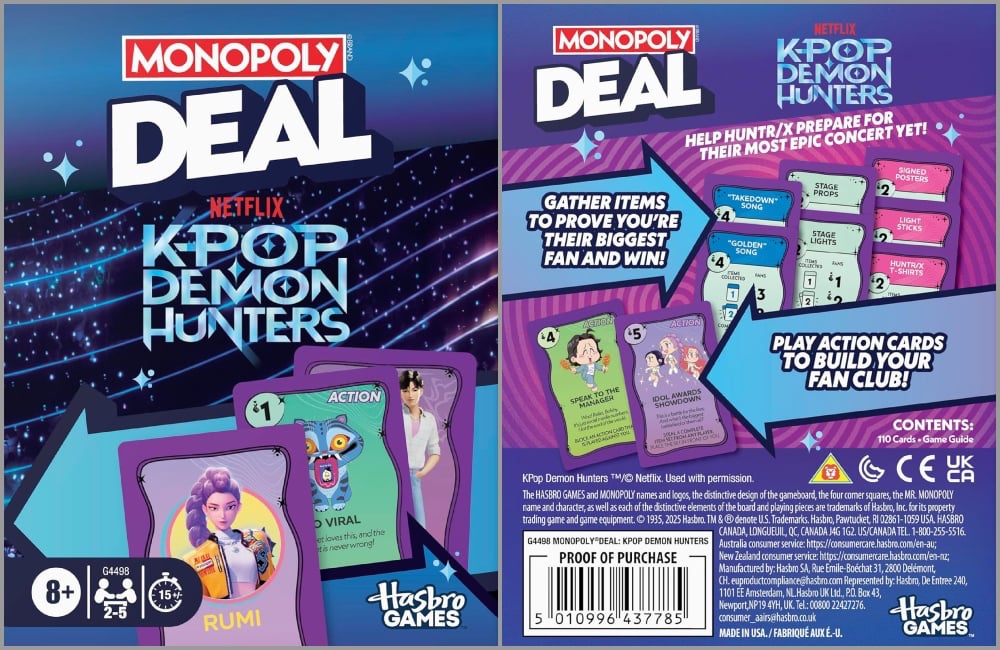 Hasbro levels up with Netflix as 'MONOPOLY Deal: KPop Demon Hunters ...