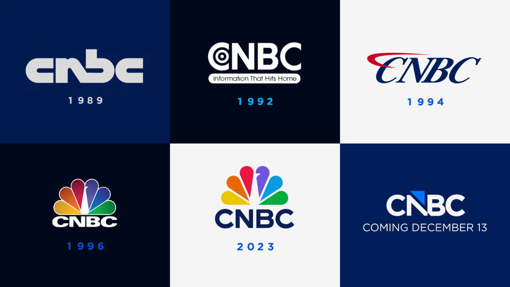 CNBC sets the peacock free in new logo design with arrow pointing to ...
