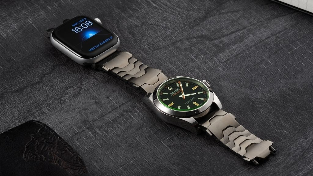 This neat two-sided strap lets a Rolex & Apple Watch coexist on the ...