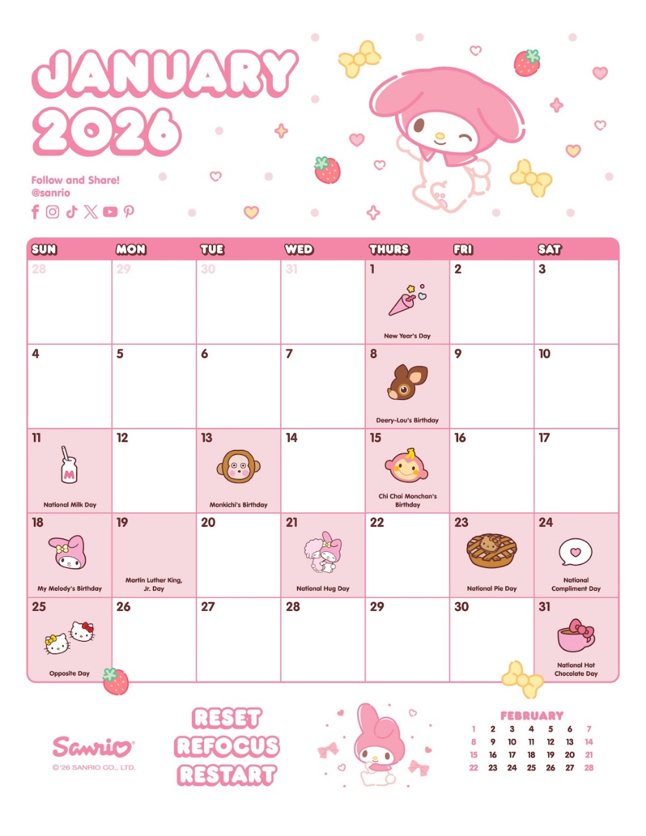 Sanrio brings a new adorable friend to every month with free 2026 ...