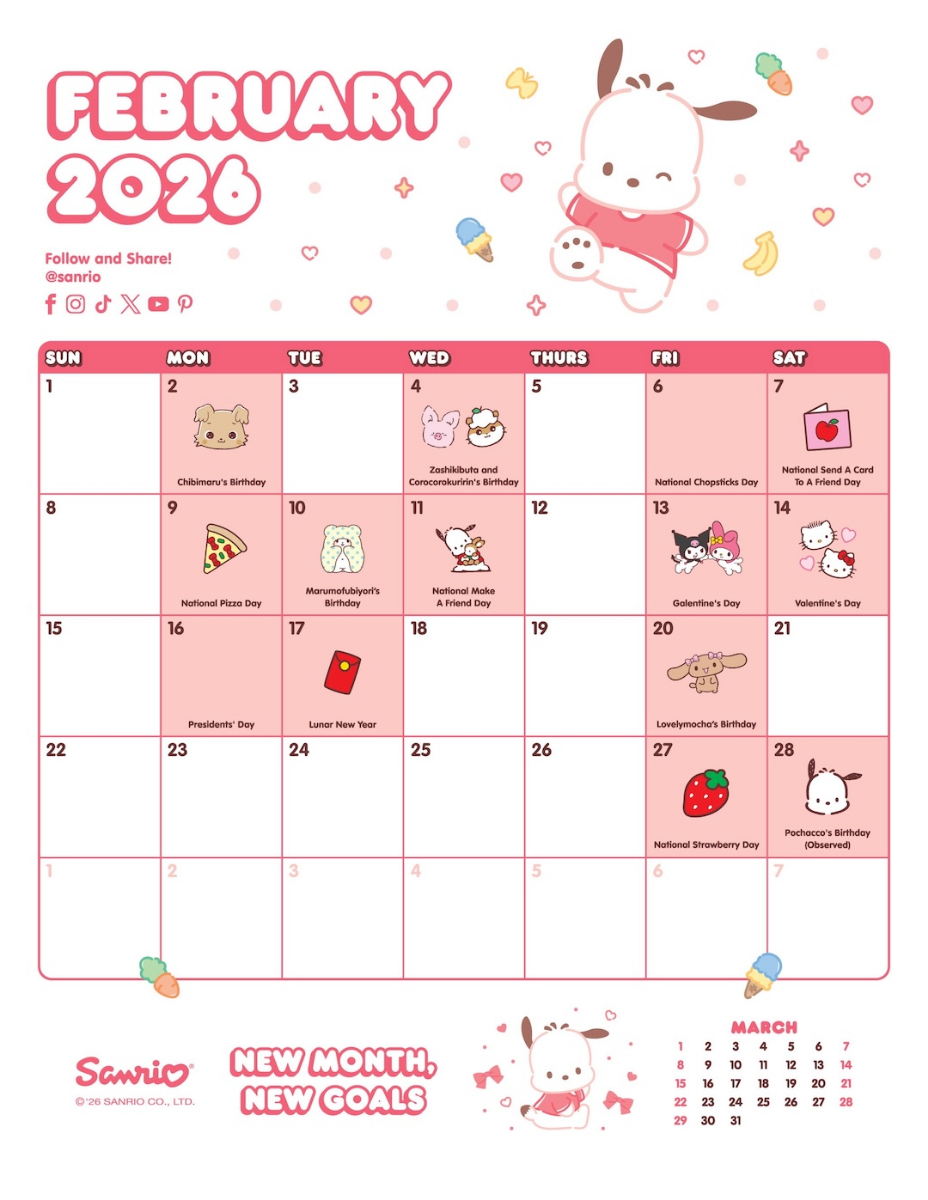Sanrio brings a new adorable friend to every month with free 2026 ...