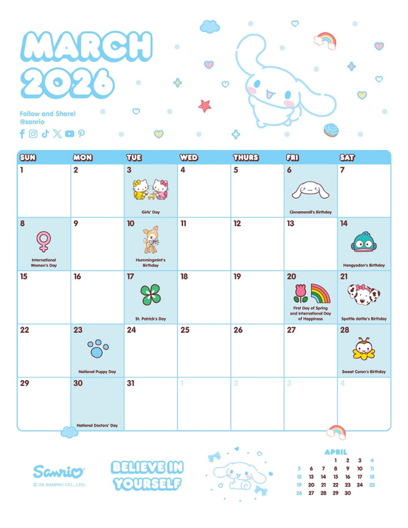 Sanrio brings a new adorable friend to every month with free 2026 ...