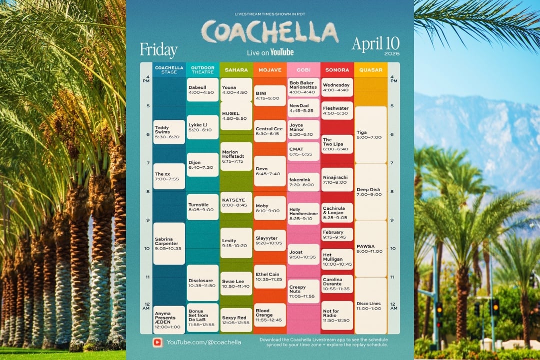 Coachella 2026 releases livestream schedule to watch the entire ...
