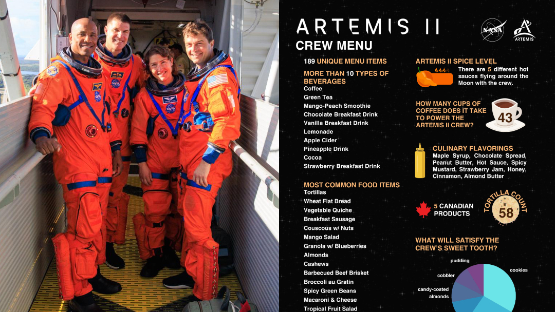 NASA reveals Artemis II menu served to astronauts aboard Moon mission ...