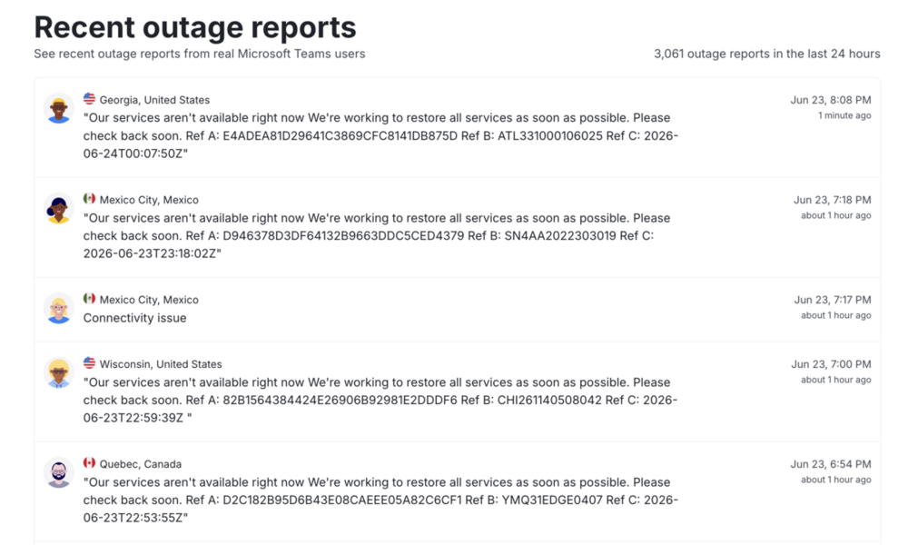 Is Microsoft Teams down? [June 24, 2026] - Microsoft 365 / Azure ...