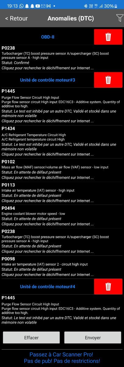 P1434/P1445 et d'autres - Diagnostic (codes défauts) - PLANÈTE-CITROËN