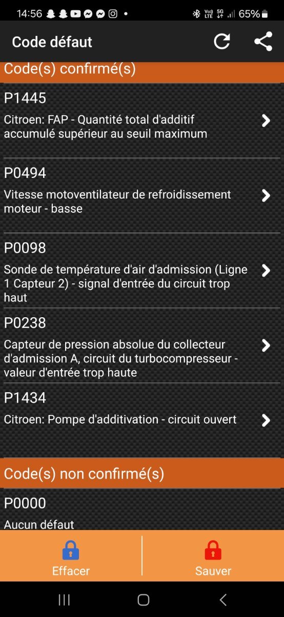 P1434/P1445 et d'autres - Diagnostic (codes défauts) - PLANÈTE-CITROËN