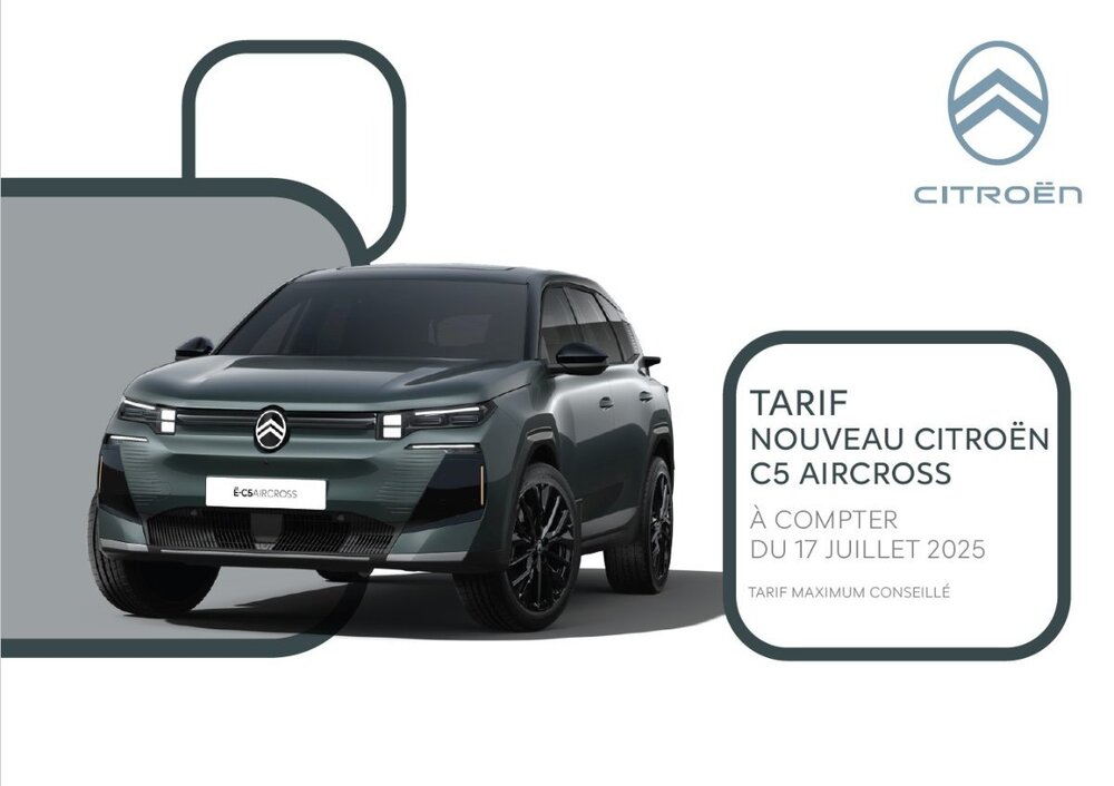 Tarif VP GAMME Nouveau C5 AICROSS au 11/2025 - C5 Aircross II (2025 → ...