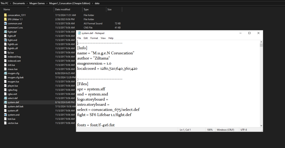 mugen1_coruscation 1311 slots editions - Screenpacks - AK1 MUGEN Community