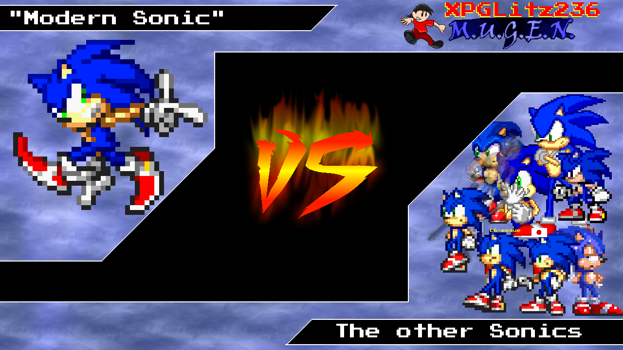 MUGEN (Showcase) Modern Sonic (Turns) (Me) vs 8 other sonics (Turns ...
